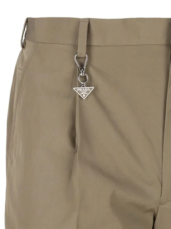 Prada Pleated Cotton Trousers With Charm