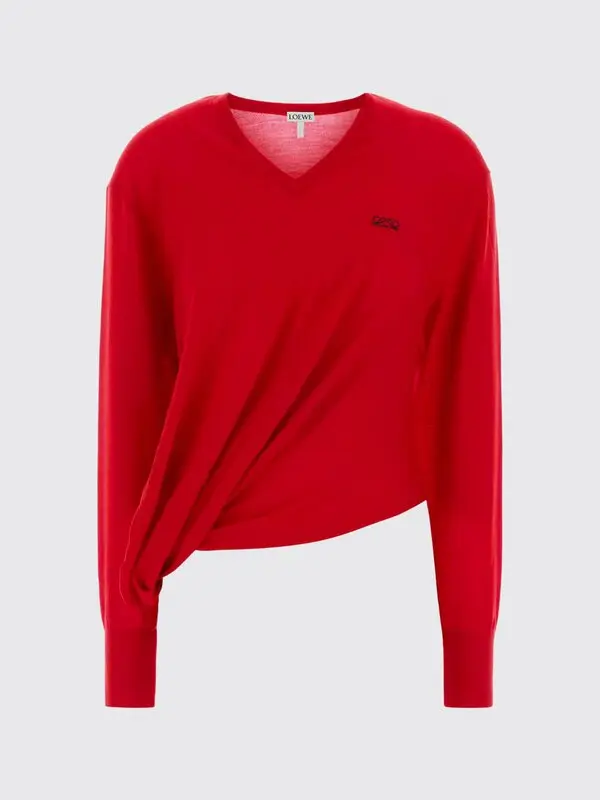 Loewe V-neck Wool Blend Sweater - Red