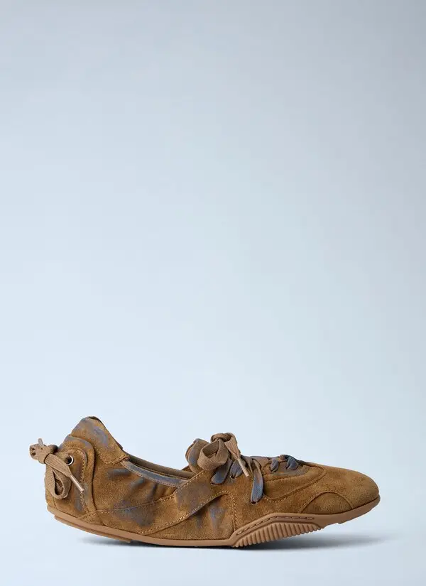 Acne Studios Lace-up Suede Flats - Brown