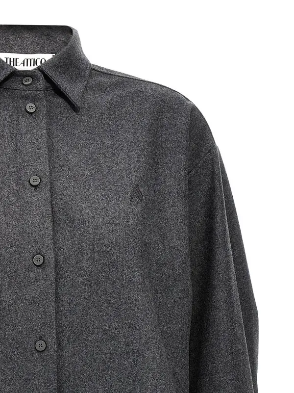 Attico Eliza Wool Blend Shirt - Gray