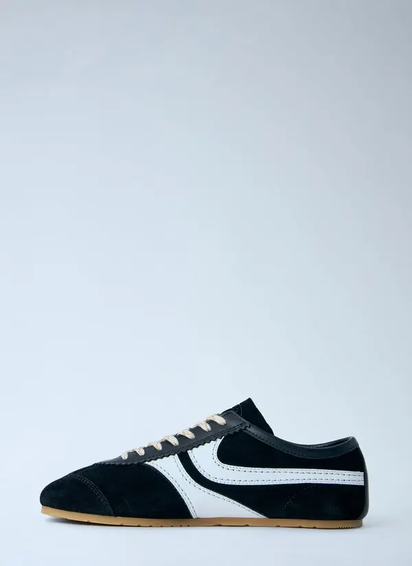 Dries Van Noten Suede Paneled Lace-up Trainers - Black
