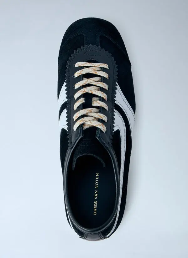Dries Van Noten Suede Paneled Lace-up Trainers - Black