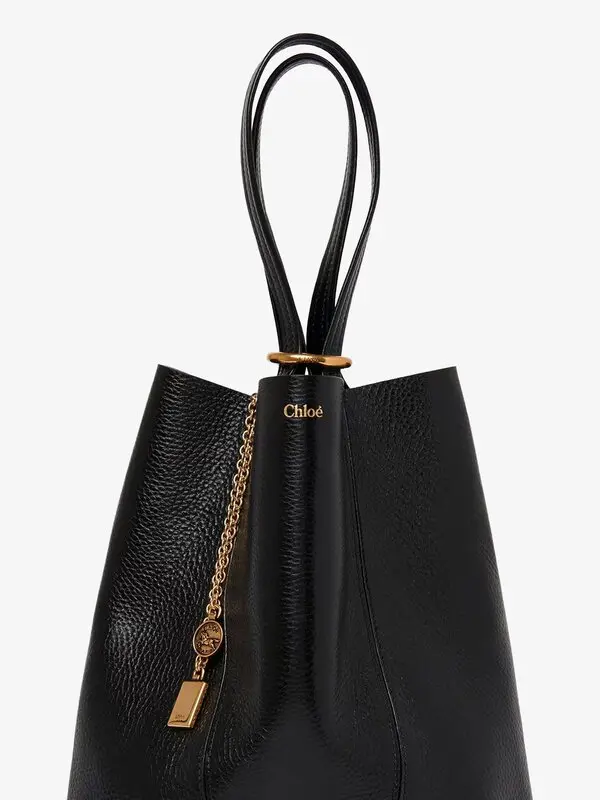 Chloé Spin Leather Shoulder Bag - Black