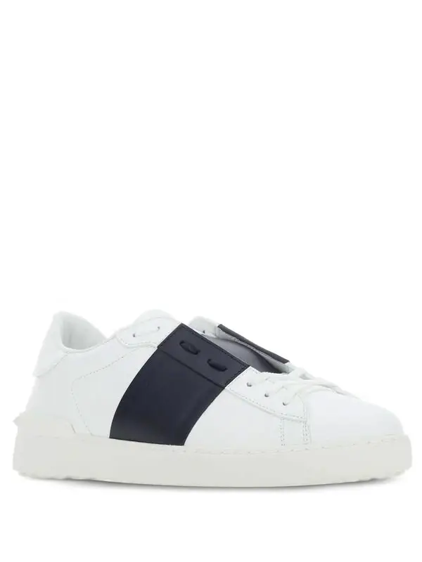 Valentino Garavani Open Leather Sneakers With Contrast Band And Stud Details - White