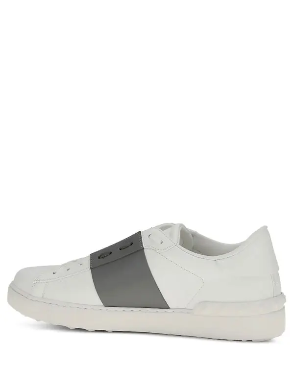 Valentino Garavani Open Leather Sneakers With Contrast Band And Stud Details - White