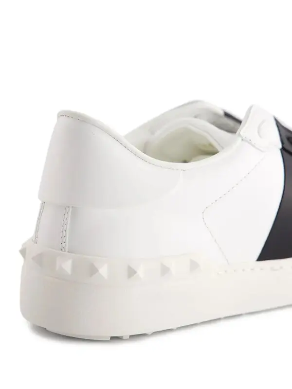 Valentino Garavani Open Leather Sneakers With Contrast Band And Stud Details - White