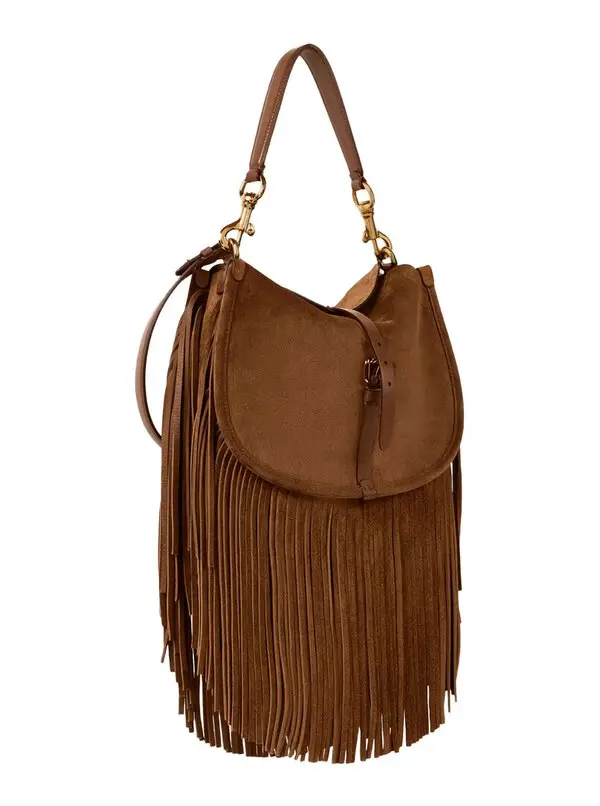 Etro Suede Shoulder Bag With Leather Details - Brown