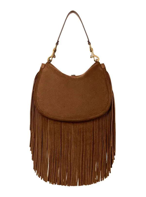 Etro Suede Shoulder Bag With Leather Details - Brown