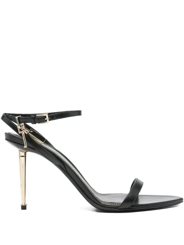 TOM FORD Shiny Leather Padlock Pointy Naked Sandals 85 - Black