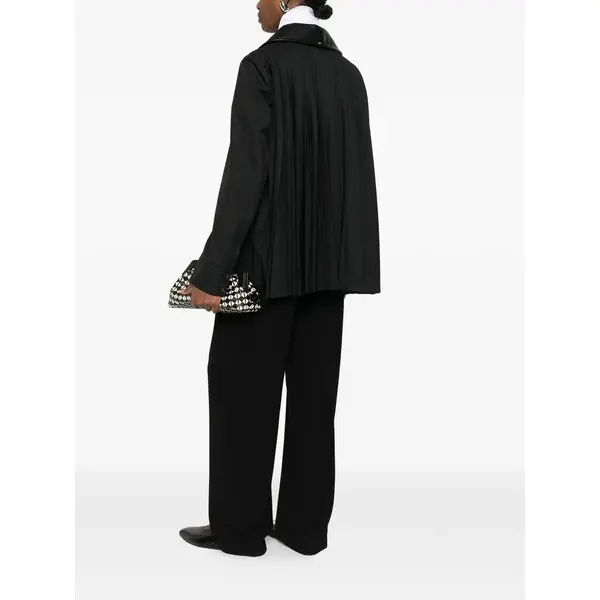 Sportmax Cotton Blend Oversized Jacket With Pleated Hem - Black