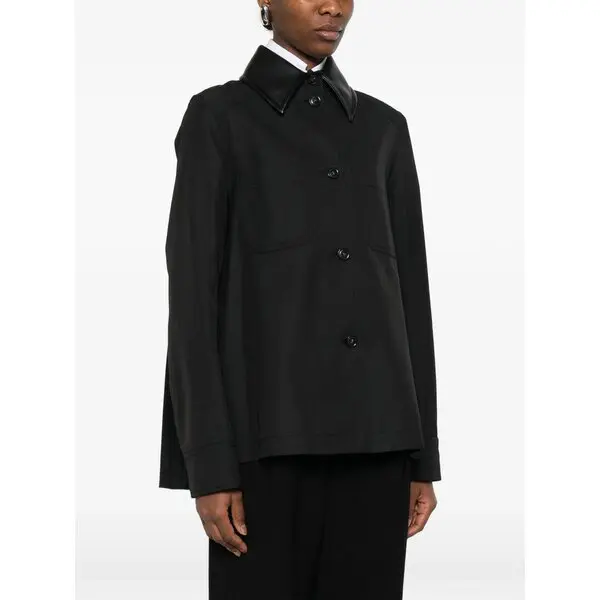 Sportmax Cotton Blend Oversized Jacket With Pleated Hem - Black