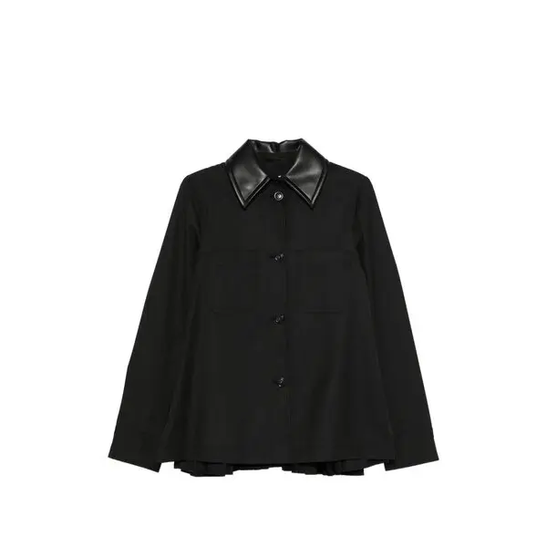Sportmax Cotton Blend Oversized Jacket With Pleated Hem - Black