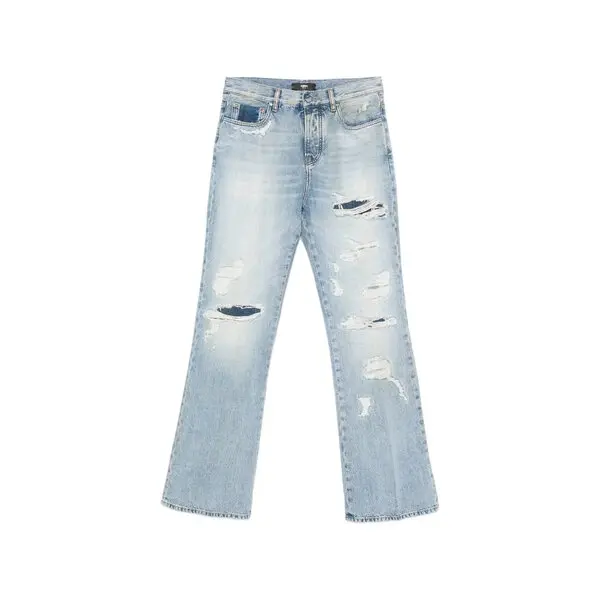 Amiri Distressed Denim Bootcut Jeans - Blue