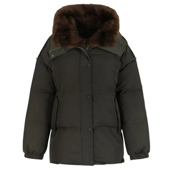 YVES SALOMON Down Puffer Jacket With Fur Collar