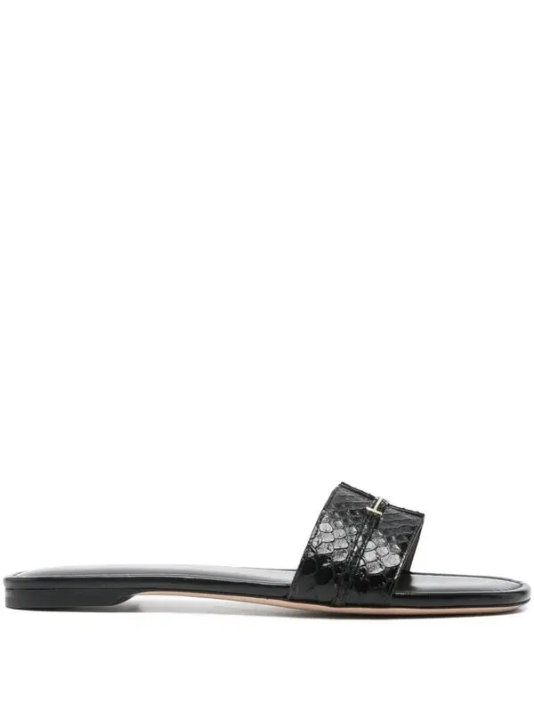 TOM FORD Python-effect Leather Flat Slides