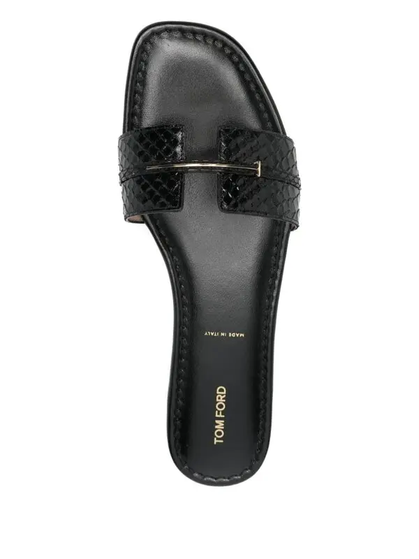 TOM FORD Python-effect Leather Flat Slides
