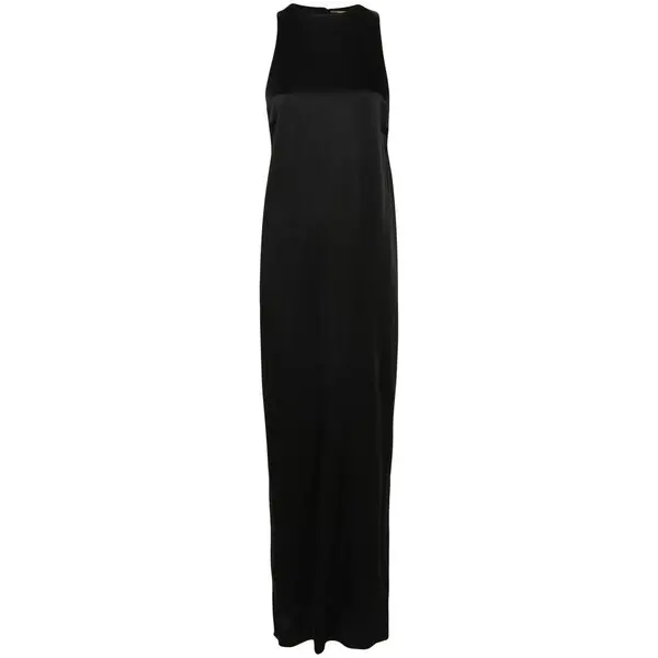 Saint Laurent Satin Evening Dress With Knot Detail - Black