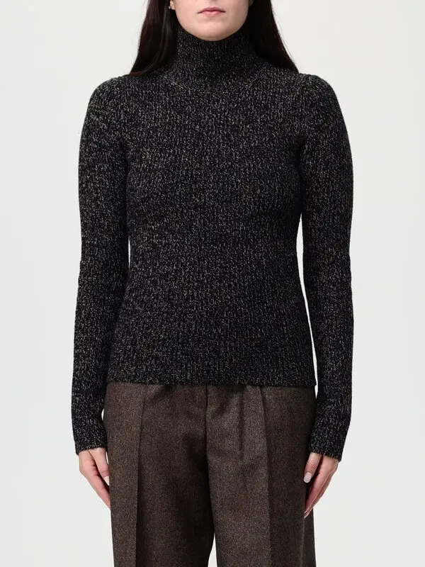 Max Mara Ribbed High Neck Long Sleeve Sweater - Black