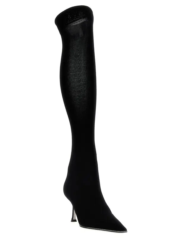 Rene Caovilla Sock Boots With Rhinestone Appliqu