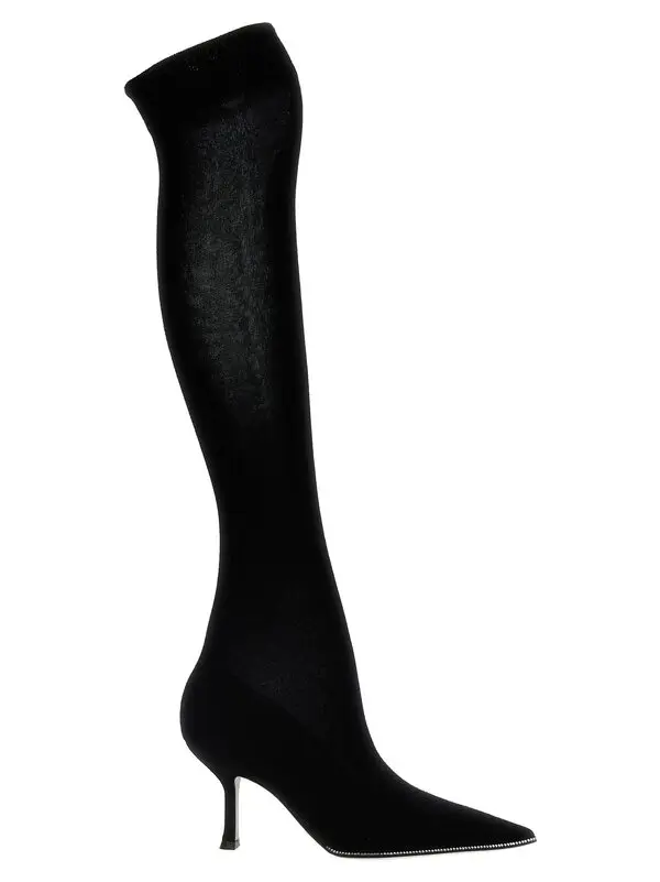Rene Caovilla Sock Boots With Rhinestone Appliqu - Black
