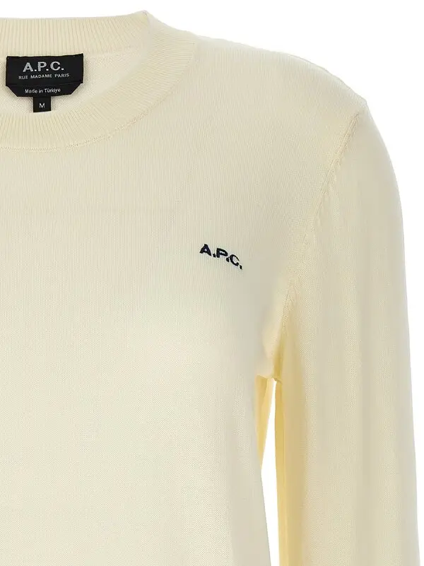 A.p.c. Victoria Crew Neck Sweater With Contrast Logo Embroidery