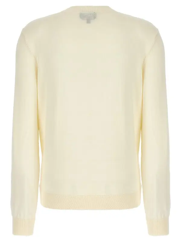 A.p.c. Victoria Crew Neck Sweater With Contrast Logo Embroidery - Cream
