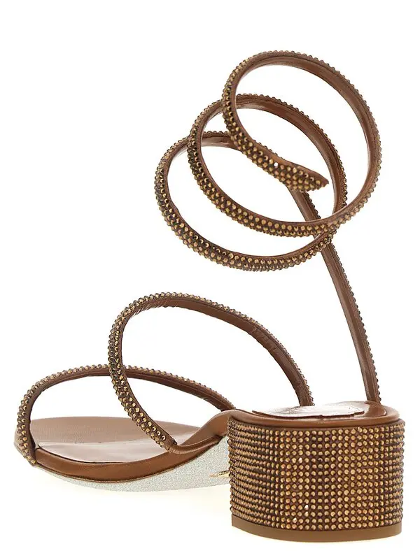 Rene Caovilla Cleo' Embellished Leather Sandals - Brown