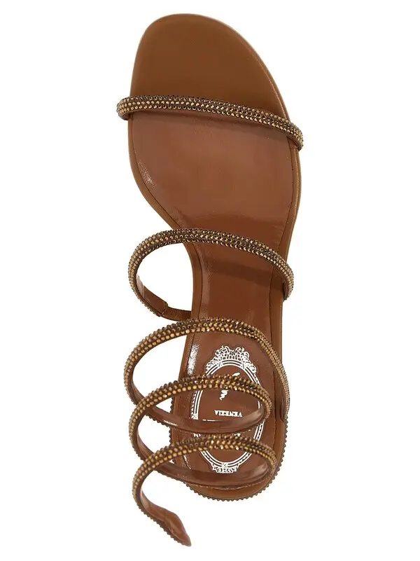 Rene Caovilla Cleo' Embellished Leather Sandals - Brown