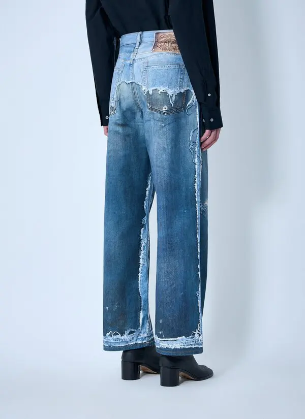 Acne Studios High-rise Wide-leg Distressed Denim Trousers