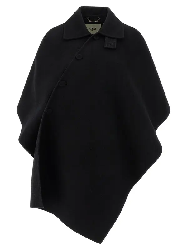 Fendi Double Wool Cape - Black