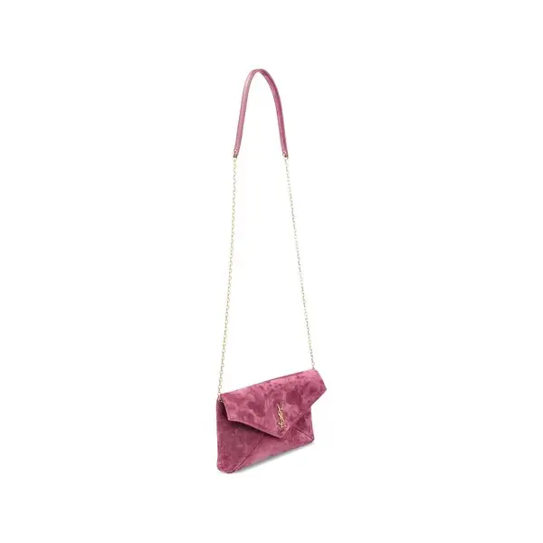 Saint Laurent Logo Plaque Chain Detailing Envelope Shoulder Bag - Pink
