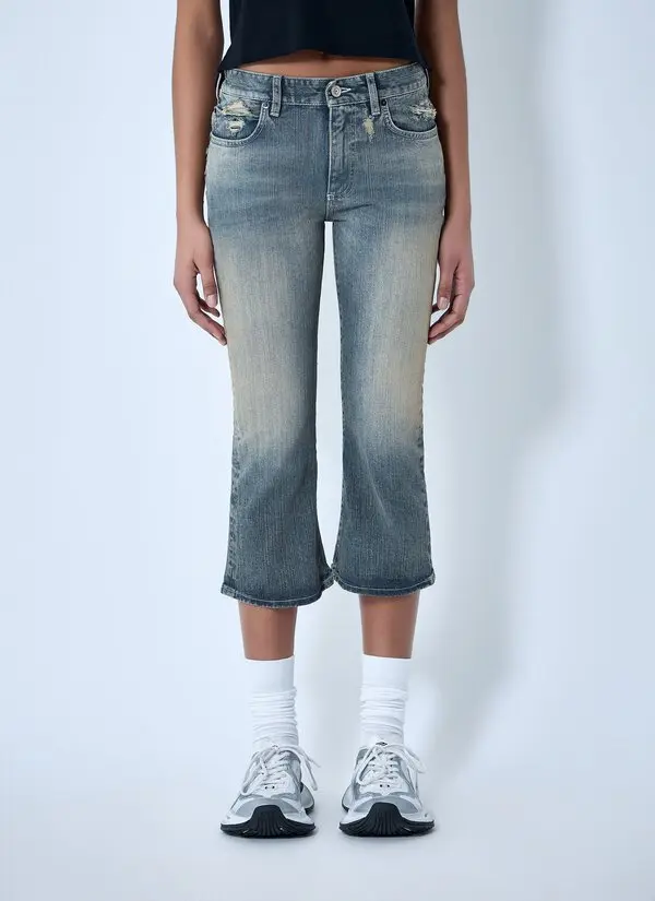 Balenciaga Cropped Distressed Denim Jeans