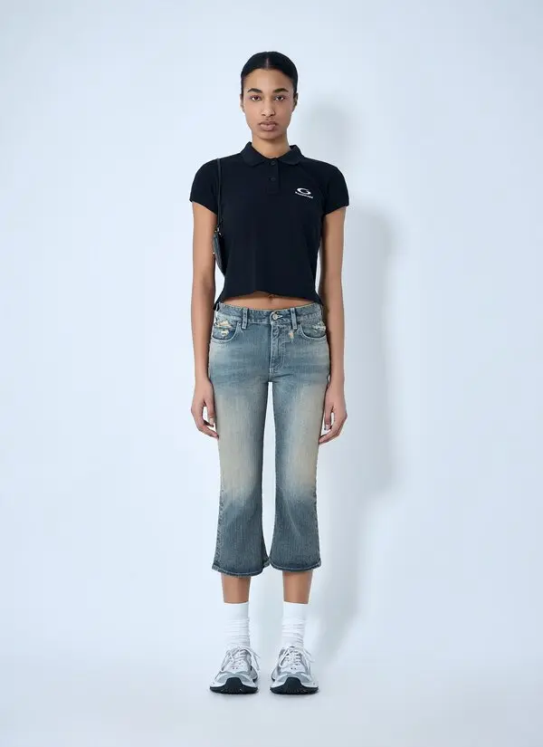 Balenciaga Cropped Distressed Denim Jeans