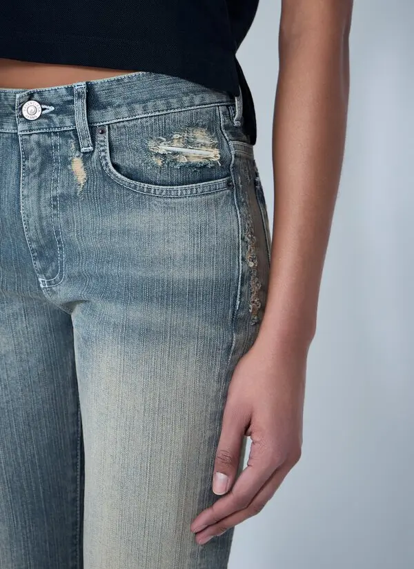 Balenciaga Cropped Distressed Denim Jeans