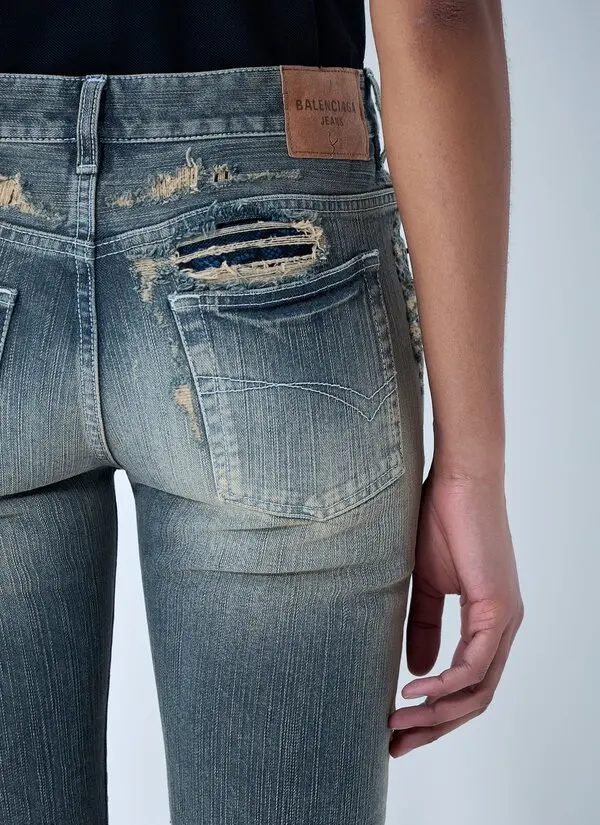 Balenciaga Cropped Distressed Denim Jeans