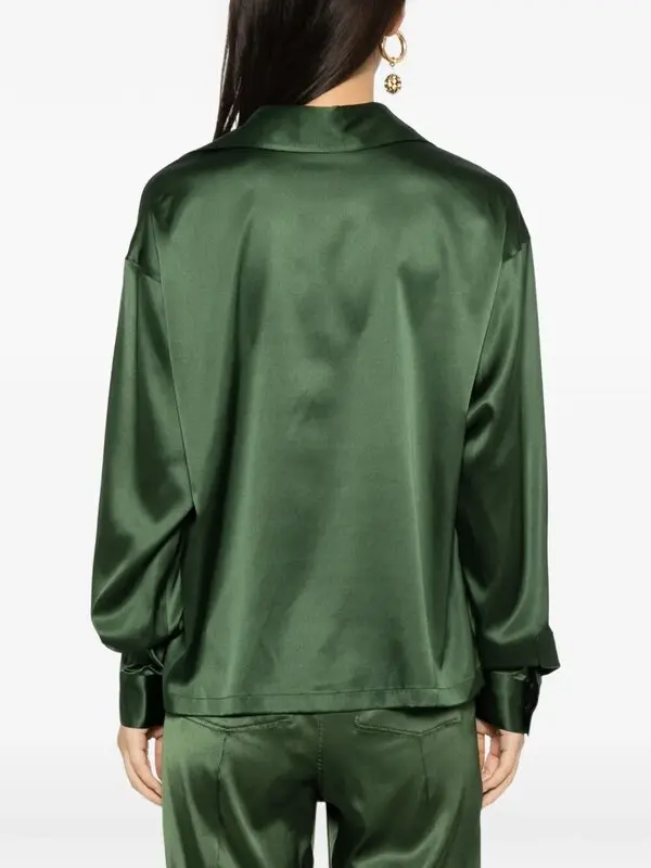 TOM FORD Stretch Silk Satin Polo Shirt With Tonal Embroidered Logo - Green