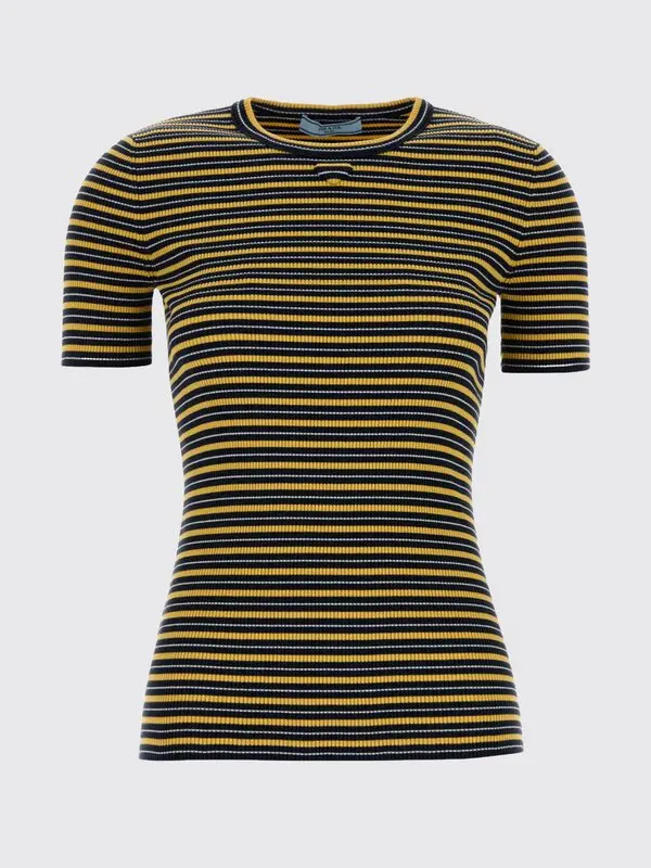 Prada Striped Knit T-shirt - Blue