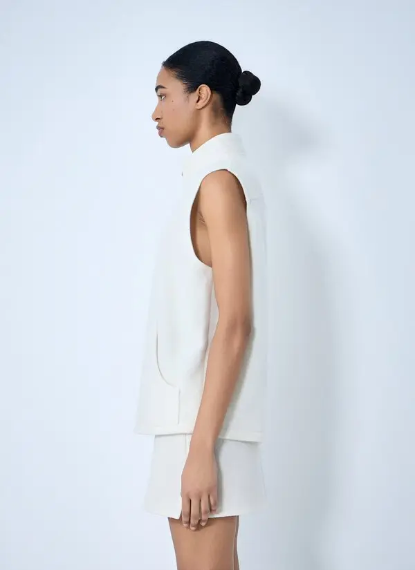 RIER Riere Sleeveless Zip Vest In Wool Fleece