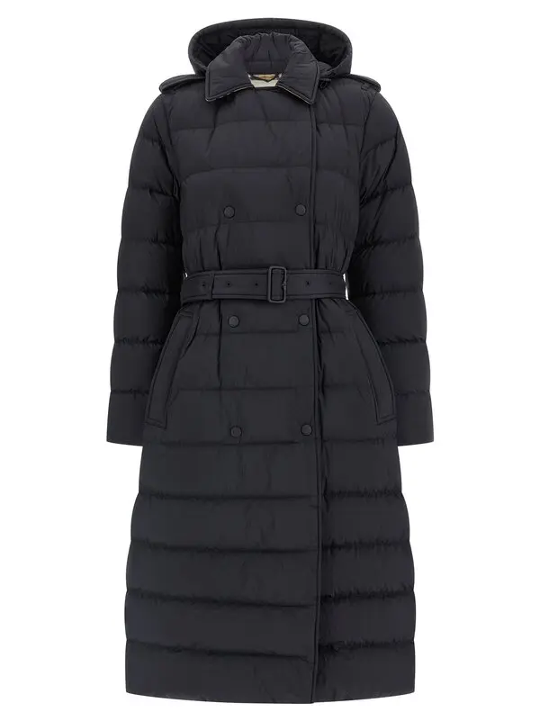 Burberry Padded Quilted Trench Coat With Removable Hood - Black