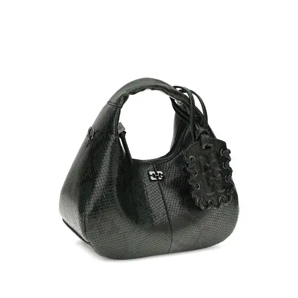 GANNI Embossed Shoulder Bag - Green