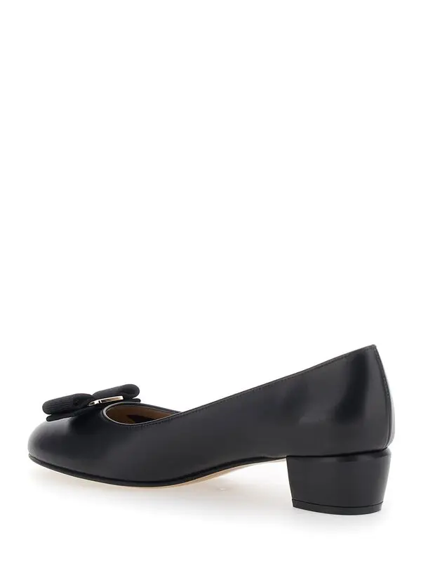 FERRAGAMO Vara Low Block Heel Pumps With Logo Plate