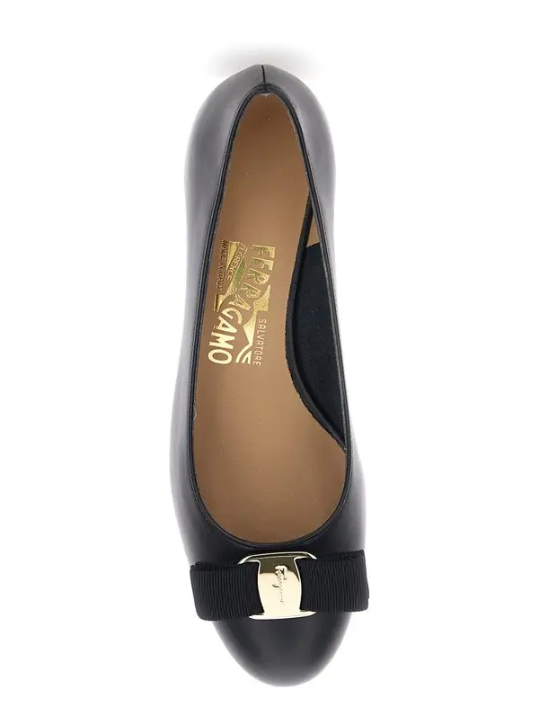 FERRAGAMO Vara Low Block Heel Pumps With Logo Plate