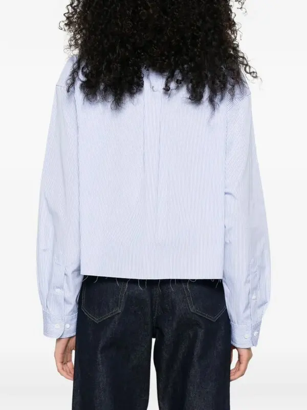 Miu Miu Striped Cropped Cotton Shirt
