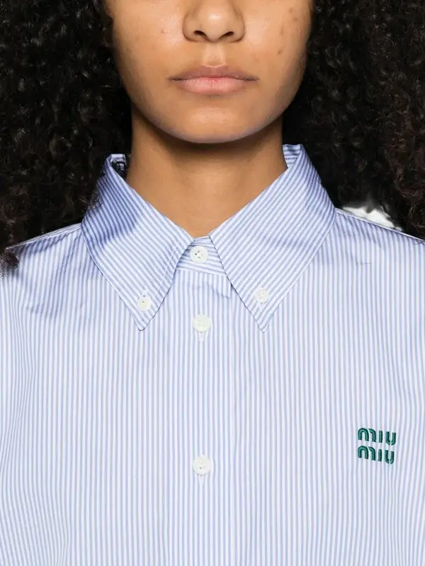 Miu Miu Striped Cropped Cotton Shirt