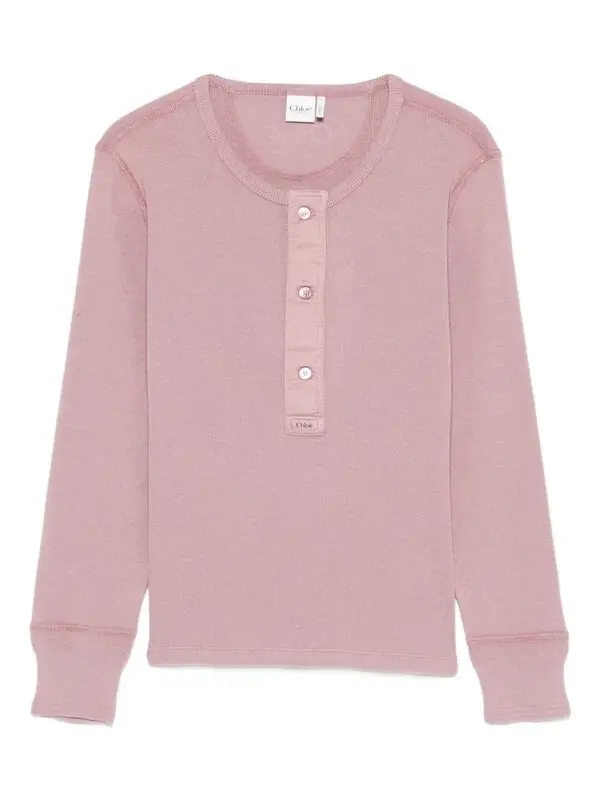 Chloé Fitted Cotton Jersey Henley Shirt - Multicolor