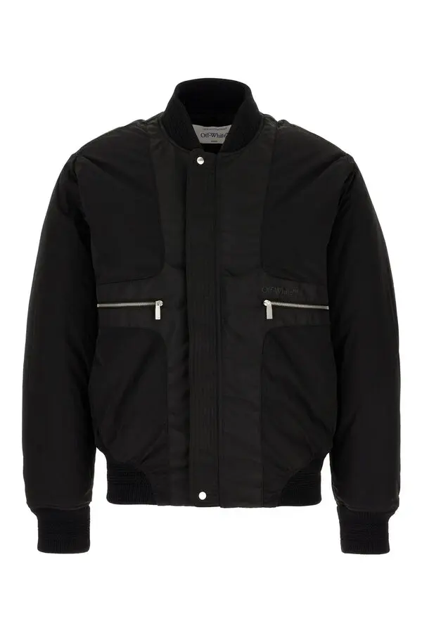 Off-White Bomber Jacket With Zipper Detail