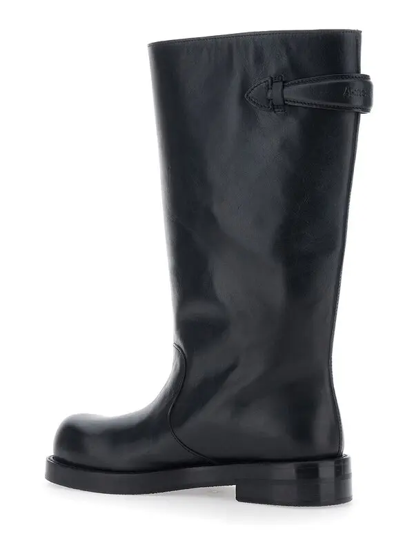 Acne Studios Leather Boots With Embossed Logo