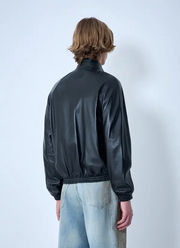 Acne Studios High Collar Leather Zip-up Jacket - Black