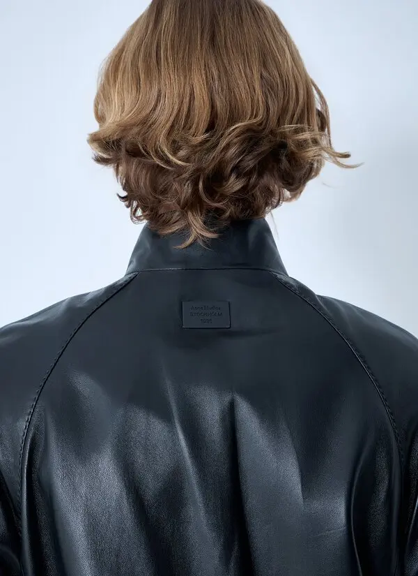 Acne Studios High Collar Leather Zip-up Jacket - Black