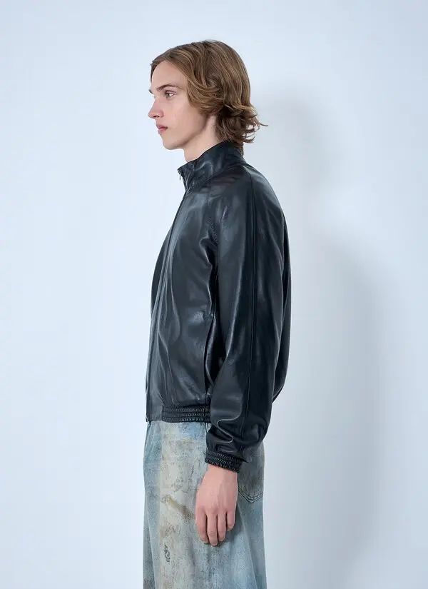 Acne Studios High Collar Leather Zip-up Jacket